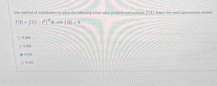 Solved Use method of substitution to solve the following | Chegg.com
