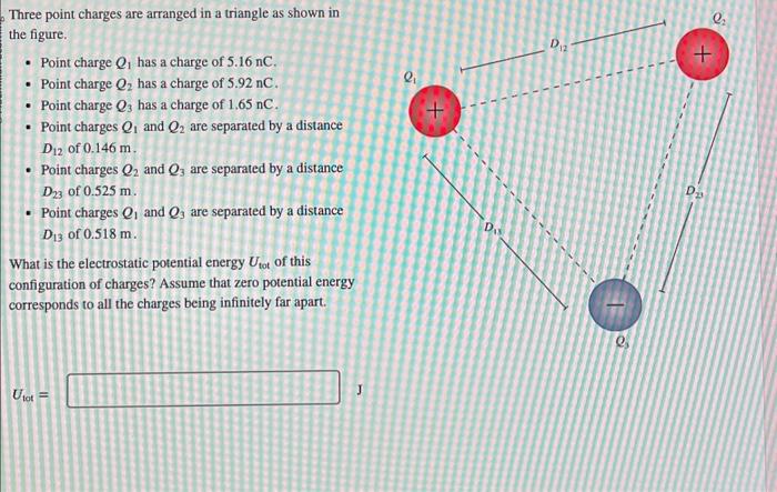 Solved Three point charges are arranged in a triangle as | Chegg.com