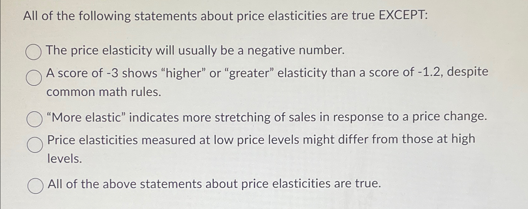 Solved All of the following statements about price | Chegg.com