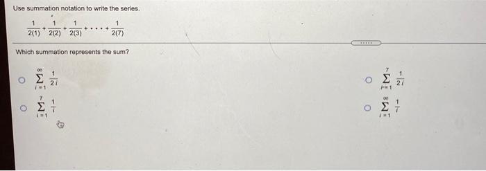 Solved Use summation notation to write the series. 1 2(1) | Chegg.com