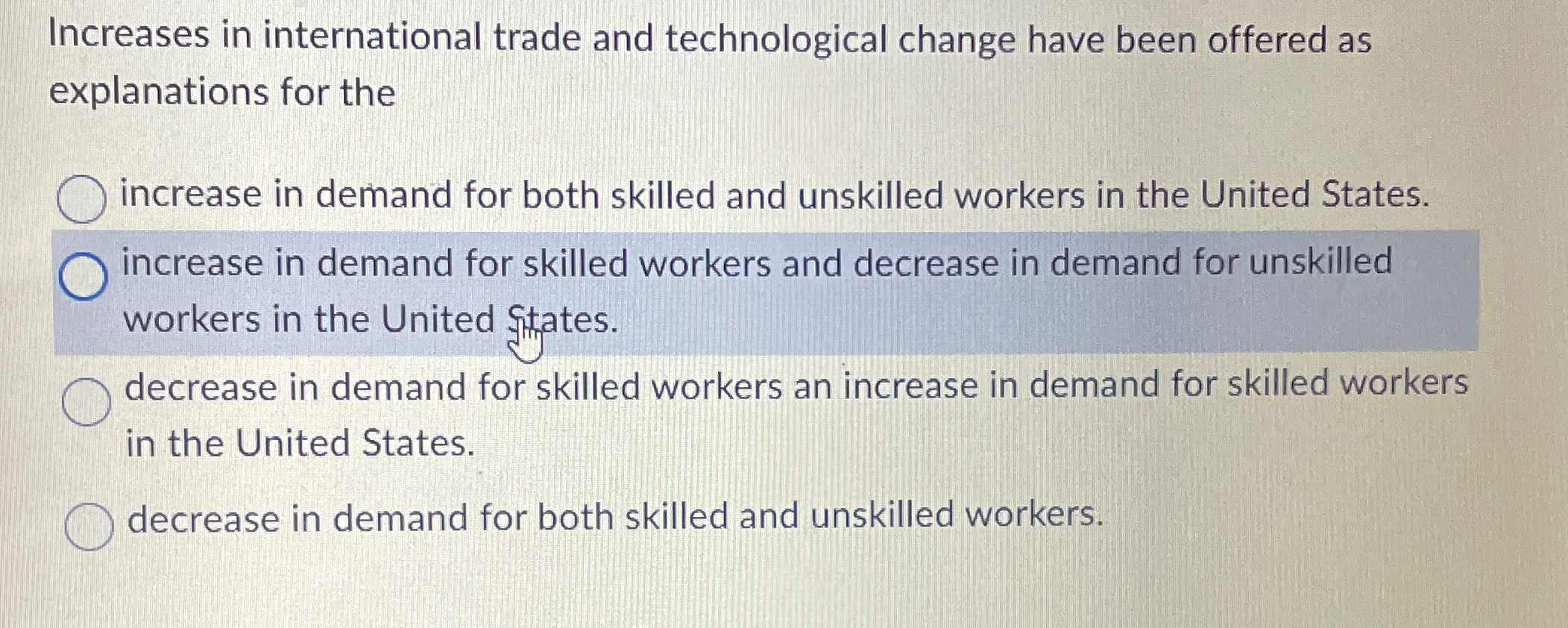 Solved Increases in international trade and technological | Chegg.com