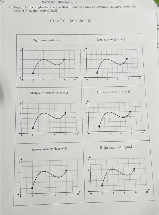 Solved (2) Sketch the rectangles for the specified Riemann | Chegg.com