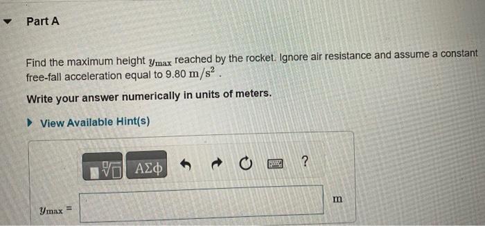 Solved A rocket, initially at rest on the ground, | Chegg.com