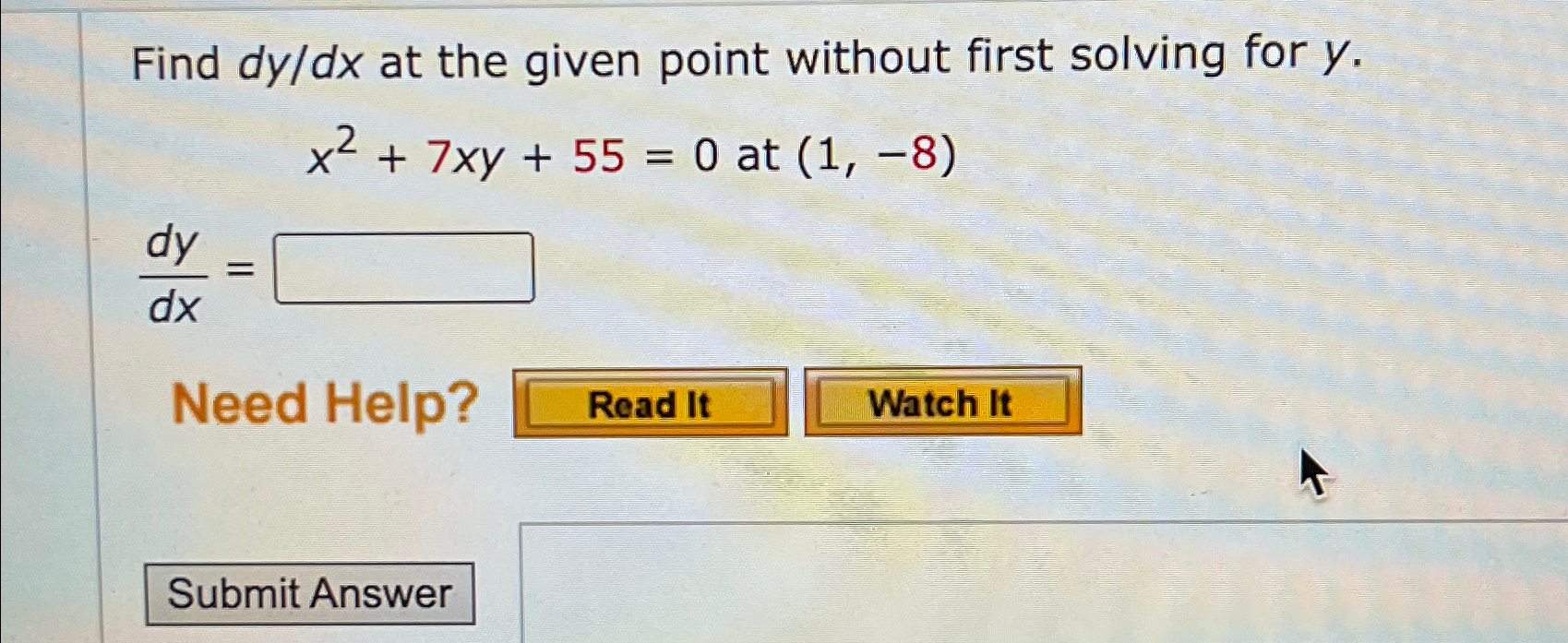 Solved Find dydx ﻿at the given point without first solving | Chegg.com