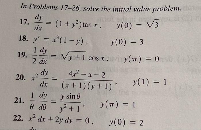 Solved In Problems 17 26 Solve The Initial Value Problem 1404
