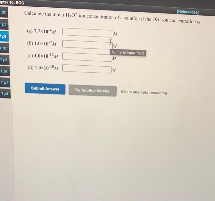 Solved apter 10: EOC [References] pt Calculate the molar H30 | Chegg.com