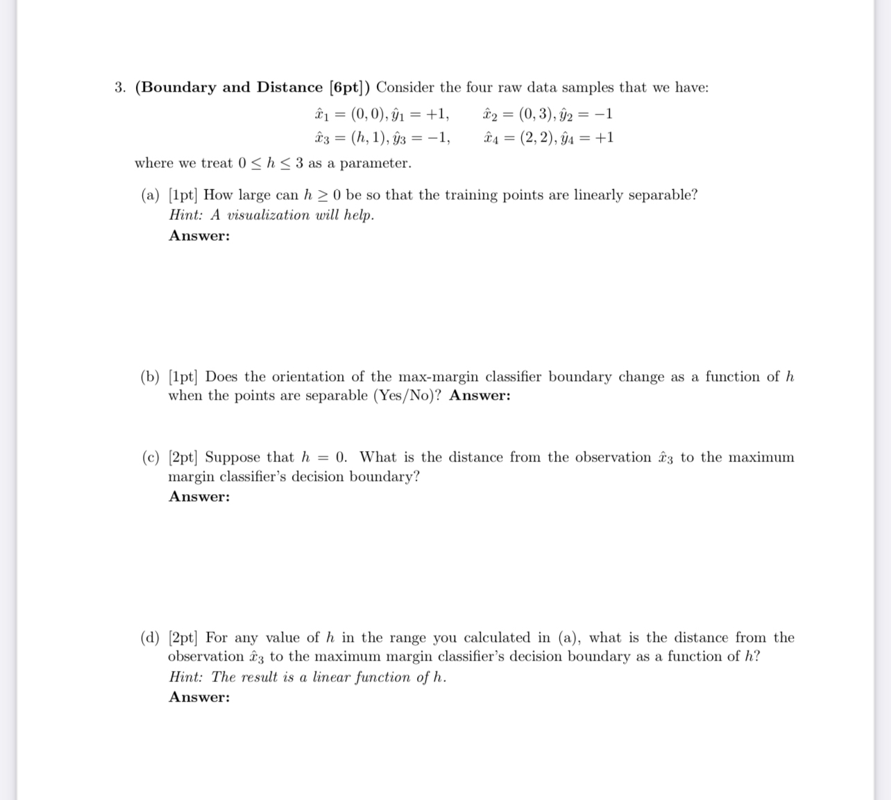 Solved (Boundary and Distance [6pt]) ﻿Consider the four raw | Chegg.com