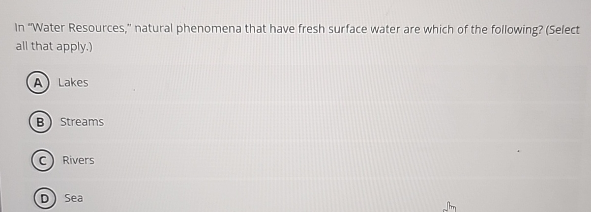 Solved In "Water Resources," natural phenomena that have | Chegg.com