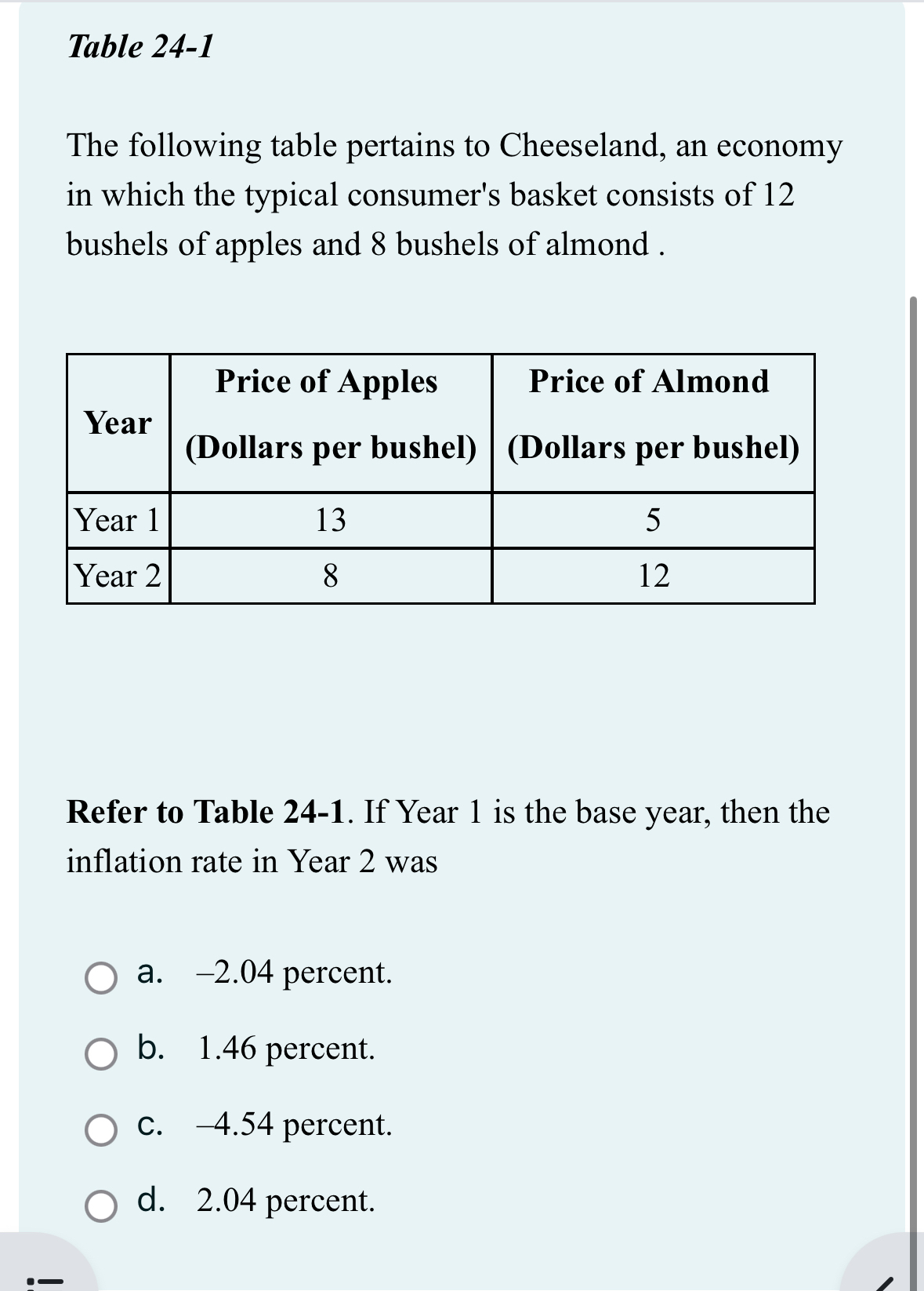 Solved Table 24-1The following table pertains to Cheeseland, | Chegg.com
