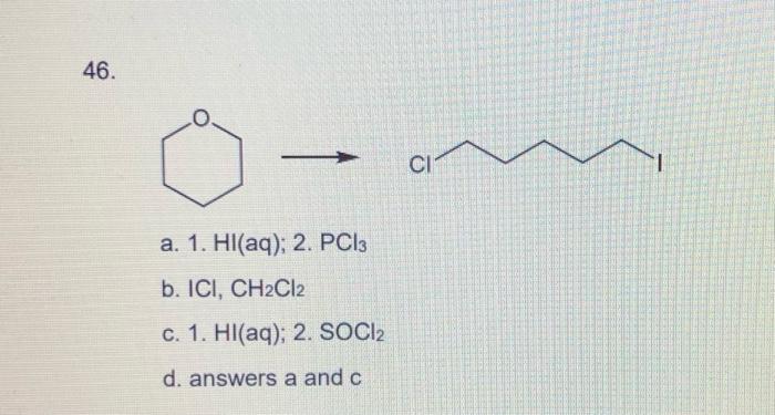 Solved 45. m ox a. 1. HBr(conc); 2. (CH3)3CONa, (CH3)3COH b. | Chegg.com
