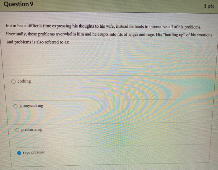 Solved Question 9 1 pts Justin has a difficult time | Chegg.com