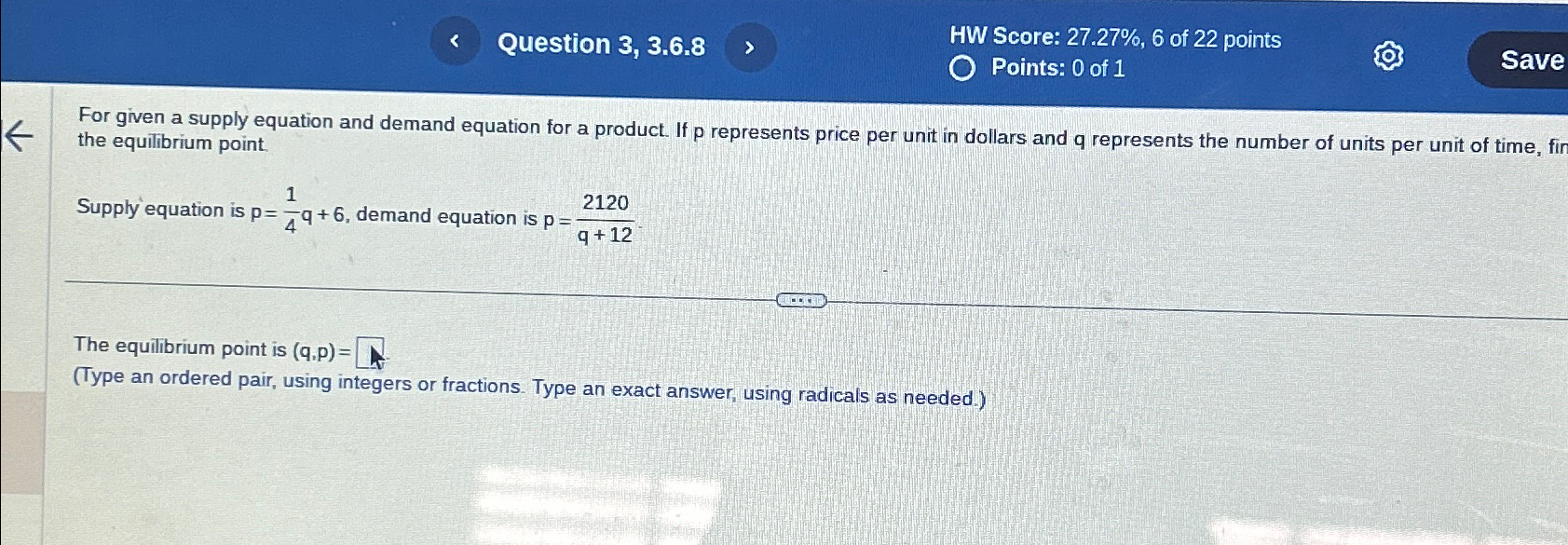 Solved Question 3 368hw Score 27276 ﻿of 22 