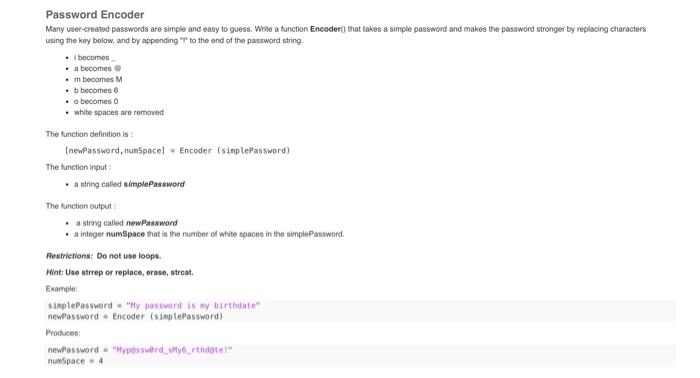 Solved Password Encoder Many User Created Passwords Are