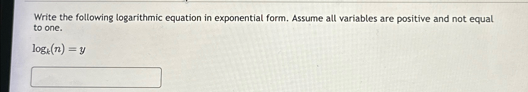 Solved Write the following logarithmic equation in | Chegg.com
