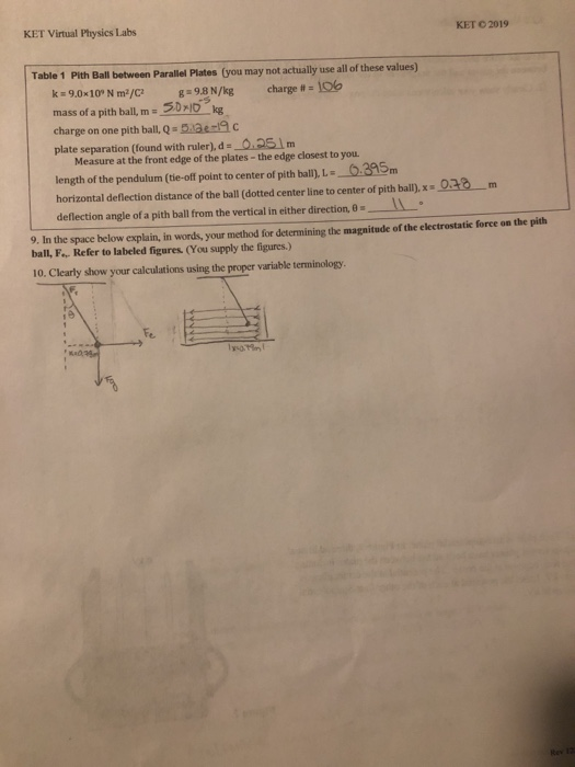 Solved KET Virtual Physics Labs KET 2019 11. In the space | Chegg.com