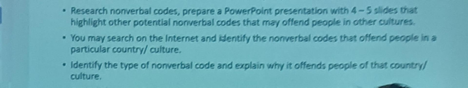 Solved Research nonverbal codes, prepare a PowerPoint | Chegg.com