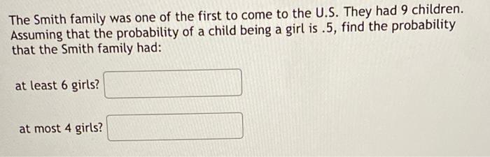 Solved The Smith family was one of the first to come to the | Chegg.com
