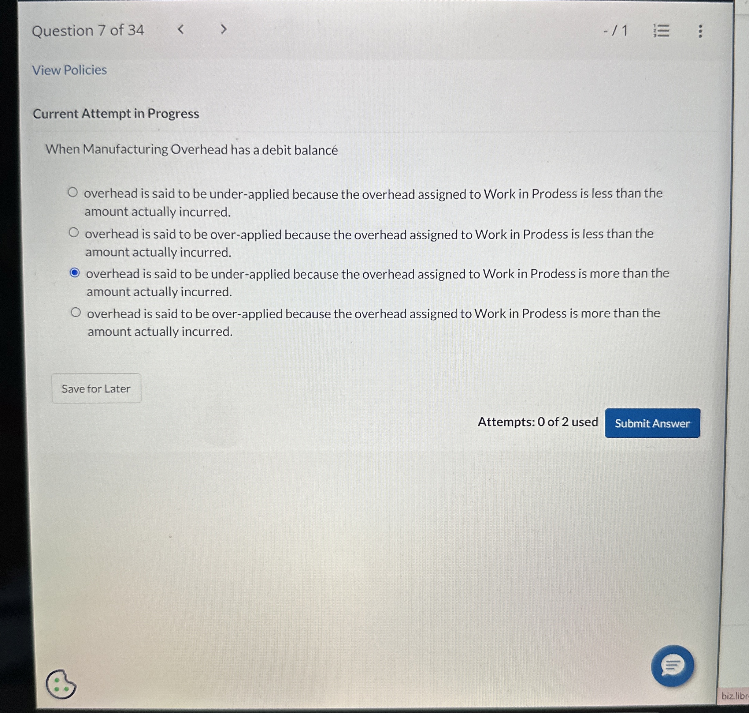 Solved Question 7 ﻿of 34-1View PoliciesCurrent Attempt in | Chegg.com
