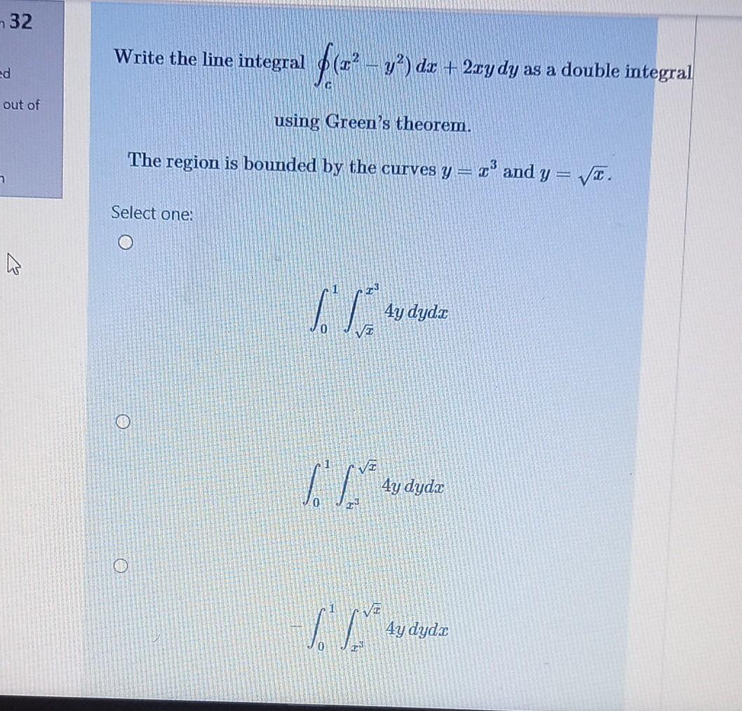 Solved 32 Write the line integral flo? – %) dx + 20y dy as a | Chegg.com