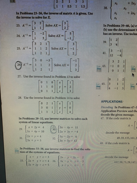 Solved X1 38. 2 2 1 3 5 L. 1 0.5 1 15] In Problems 23-26, | Chegg.com