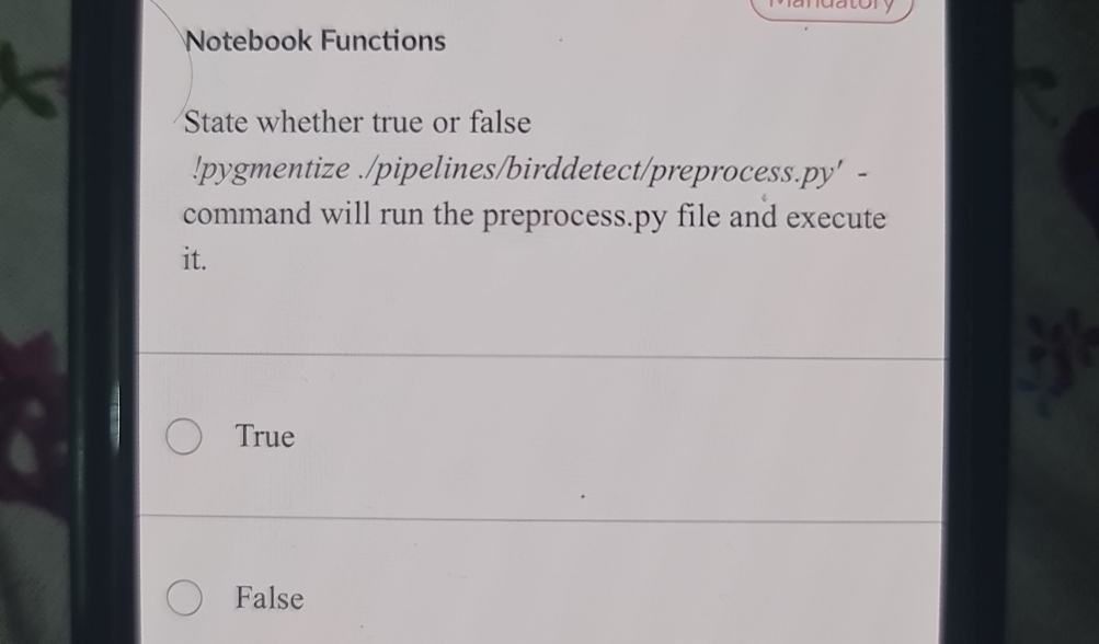 Solved Notebook FunctionsState whether true or false | Chegg.com