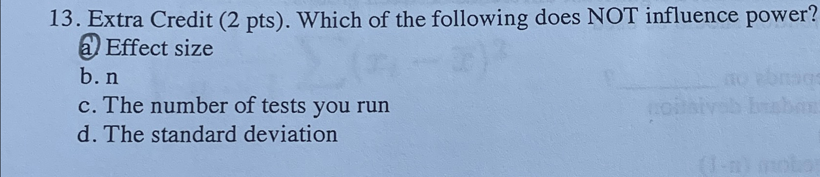 Solved Extra Credit ( 2pts. ﻿Which of the following does NOT | Chegg.com