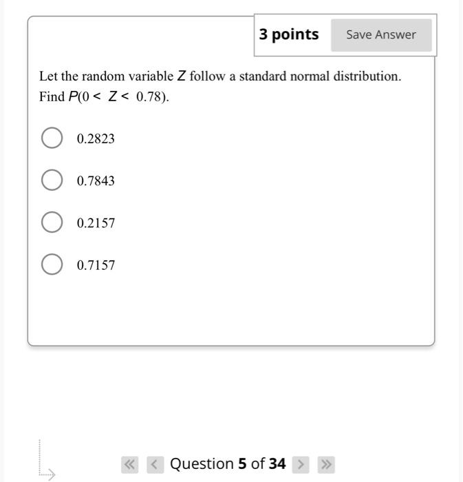 Solved Let the random variable Z follow a standard normal | Chegg.com