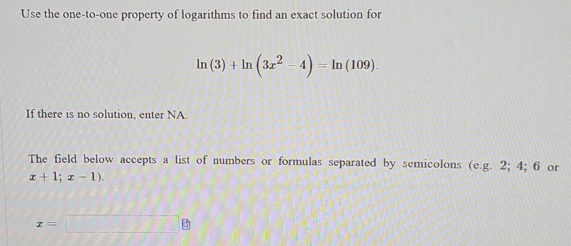 Solved Use the one-to-one property of logarithms to find an | Chegg.com