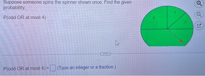 Solved Suppose someone spins the spinner shown once. Find | Chegg.com