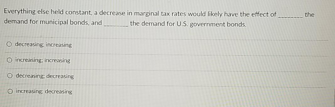 Solved Everything else held constant, a decrease in marginal | Chegg.com