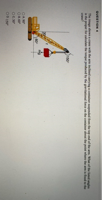Solved QUESTION 4 The image shows a crane with the arm | Chegg.com