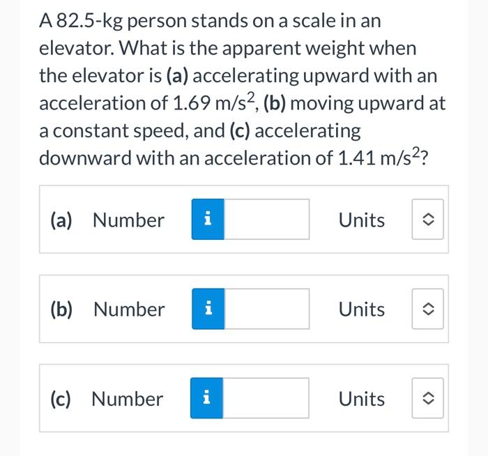 Solved A 82.5- kg person stands on a scale in an elevator. | Chegg.com