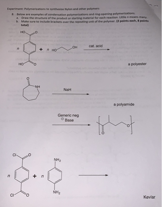 Solved Experiment: Polymerizations to synthesize Nylon and | Chegg.com