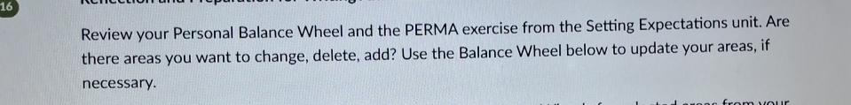 Solved Review your Personal Balance Wheel and the PERMA | Chegg.com