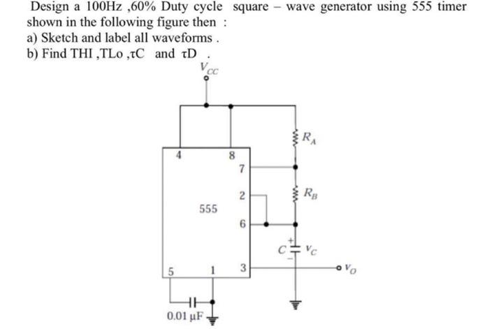 Solved Design a 100Hz ,60% Duty cycle square - wave | Chegg.com
