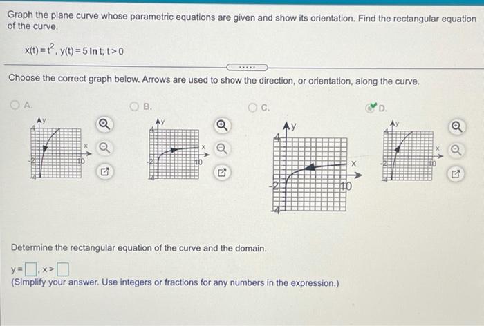 Solved Graph the plane curve whose parametric equations are | Chegg.com