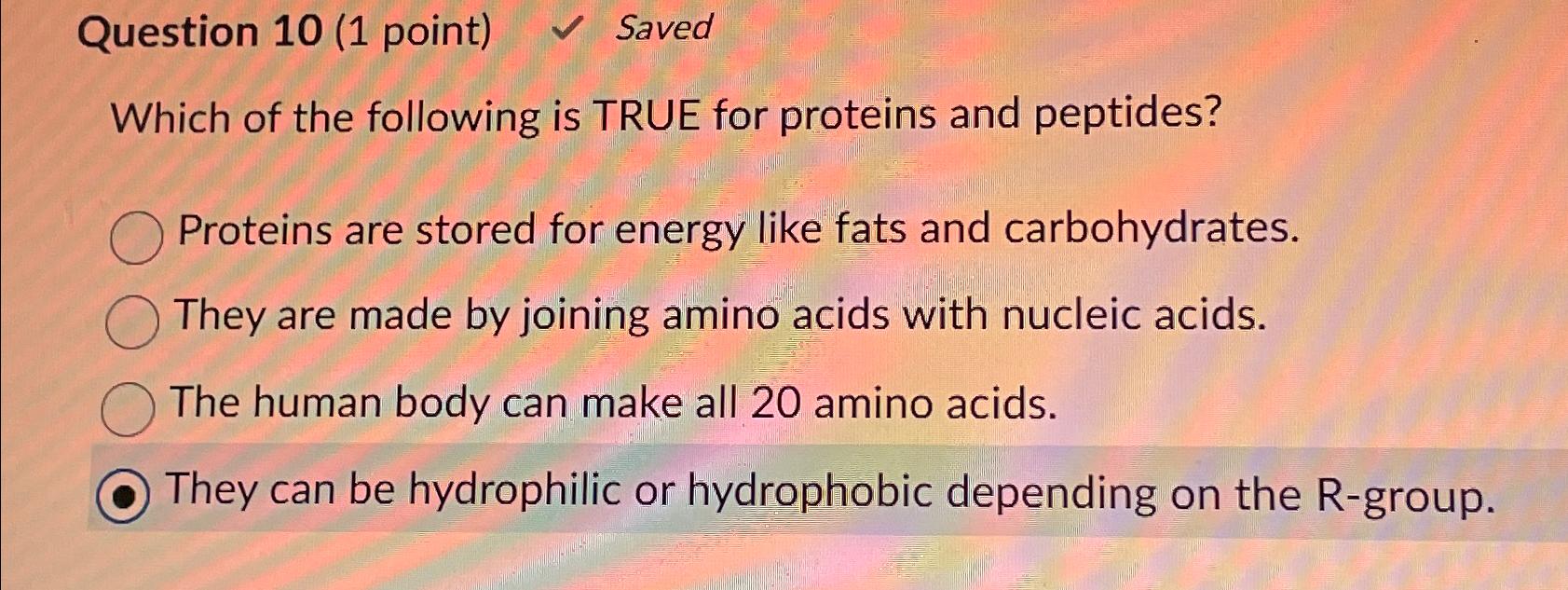 Solved Question 10 (1 ﻿point)SavedWhich of the following is | Chegg.com