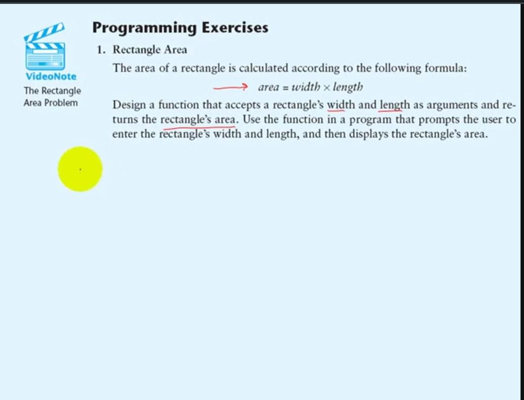 Watch the VideoNote The Rectangle Area Problem. | Chegg.com