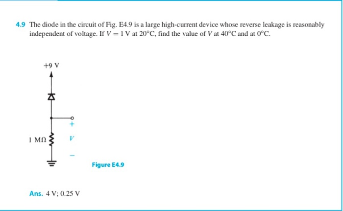 Solved 4.9 The diode in the circuit of Fig. E4.9 is a large | Chegg.com