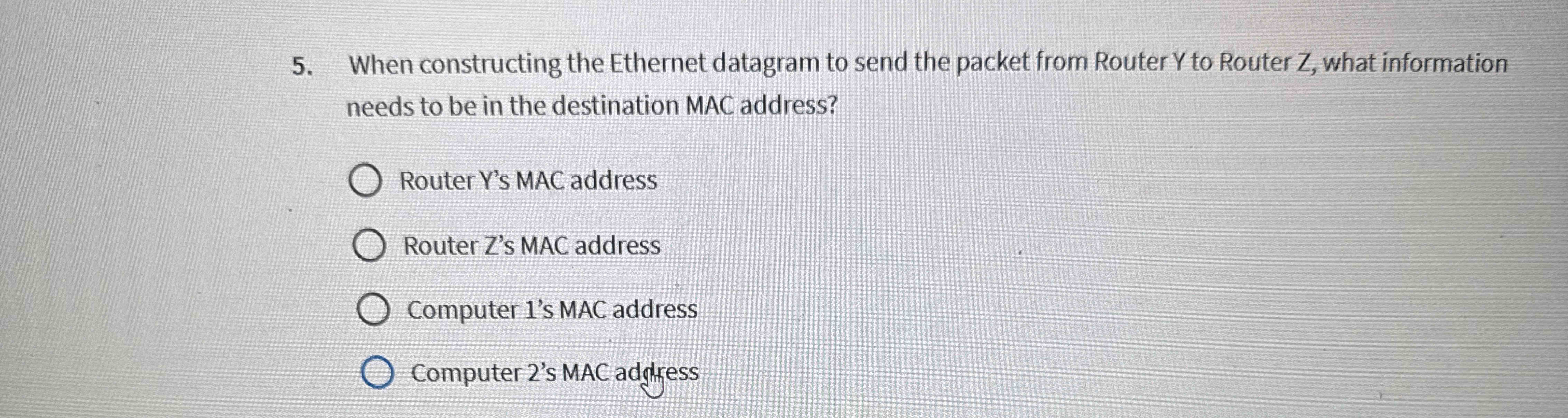 Solved 5. ﻿When constructing the Ethernet datagram to send | Chegg.com