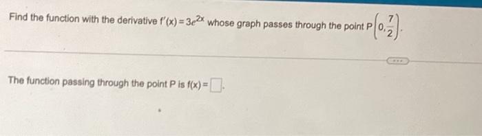 Solved Find the function with the derivative f′(x)=3e2x | Chegg.com