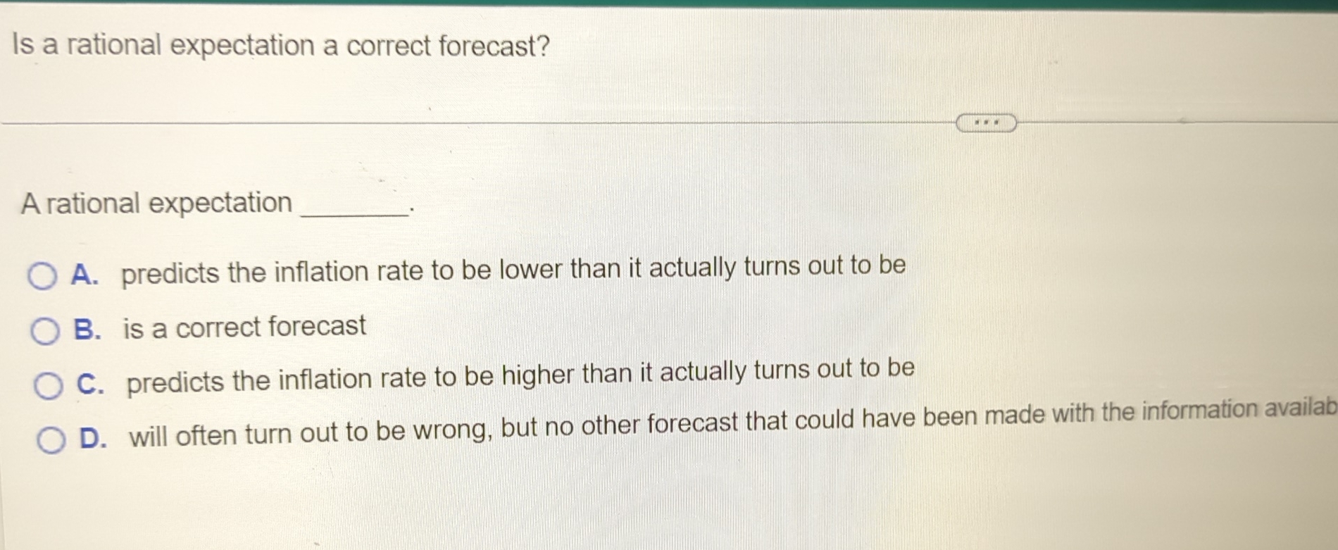 Solved Is a rational expectation a correct forecast?A | Chegg.com