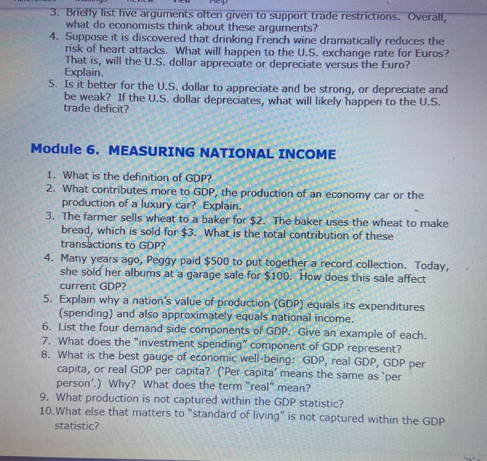 Solved 3. Briefly list five arguments often given to support | Chegg.com