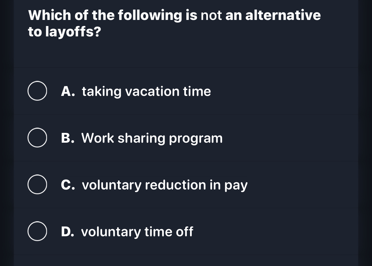 Solved Which of the following is not an alternative to | Chegg.com