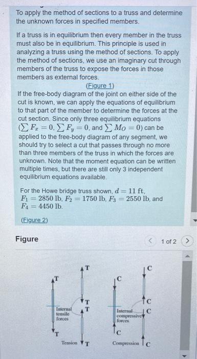 Solved To apply the method of sections to a truss and | Chegg.com