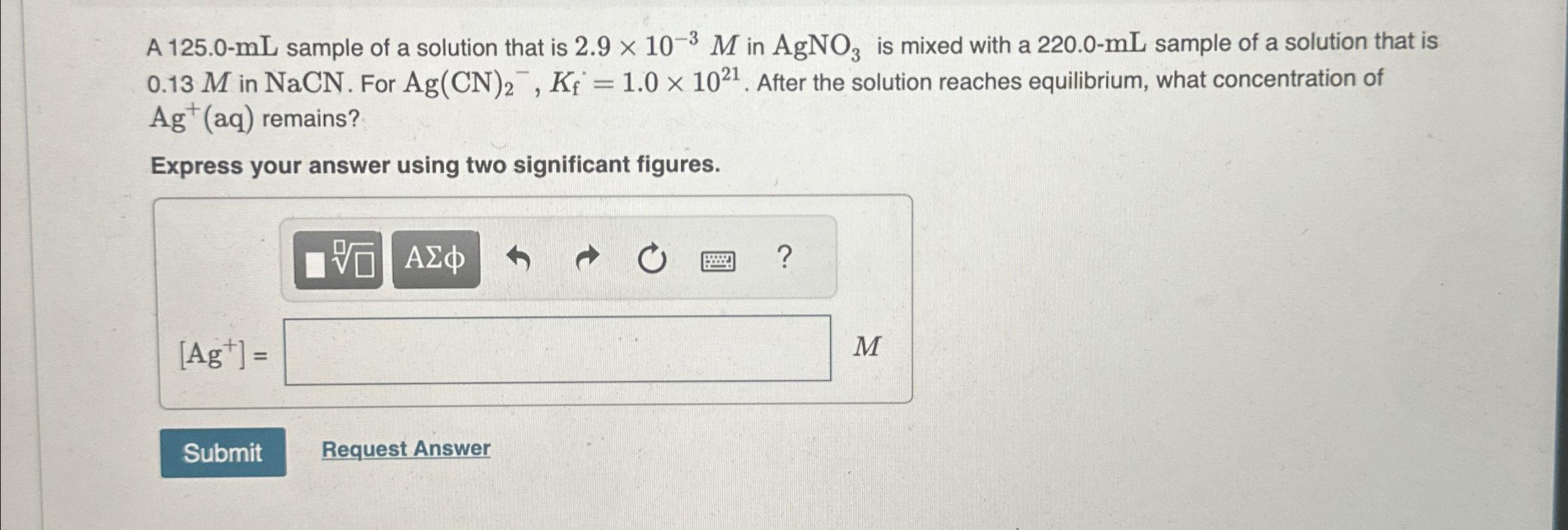 A 125.0-mL ﻿sample of a solution that is 2.9×10-3M | Chegg.com
