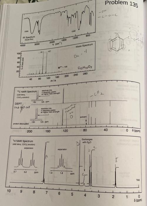 Solved 135. Draw the molecule structure given the spectral | Chegg.com