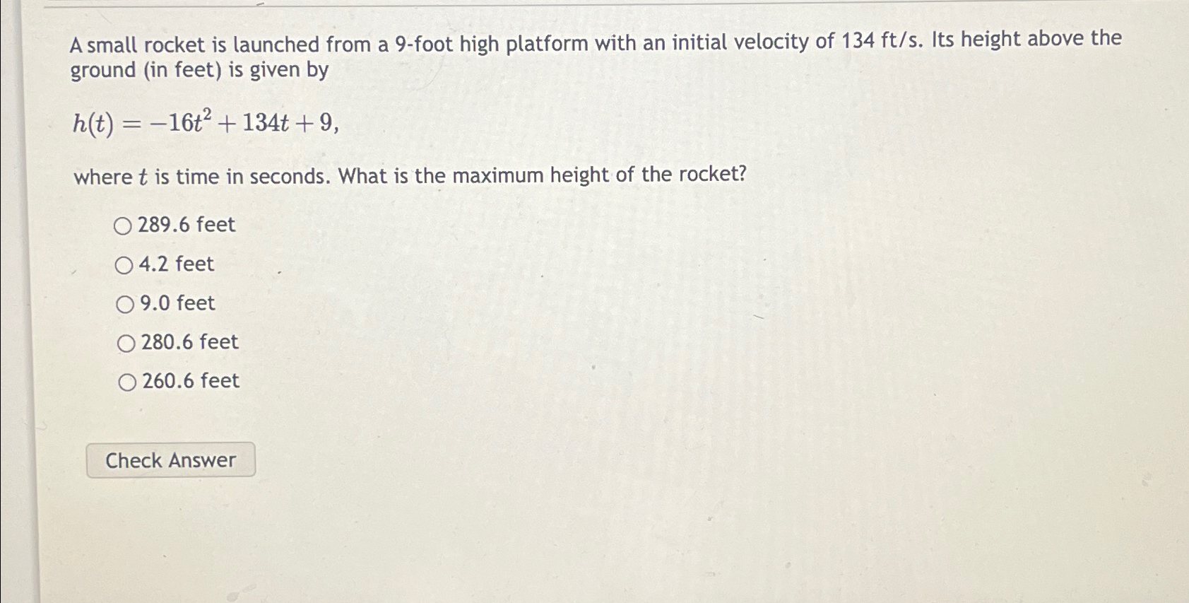 Solved A small rocket is launched from a 9-foot high | Chegg.com