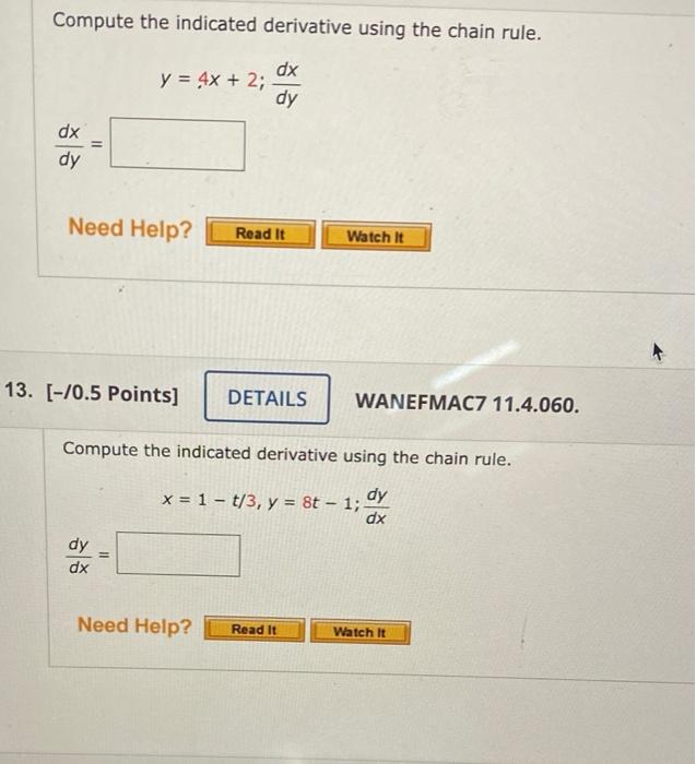 Solved Compute the indicated derivative using the chain | Chegg.com