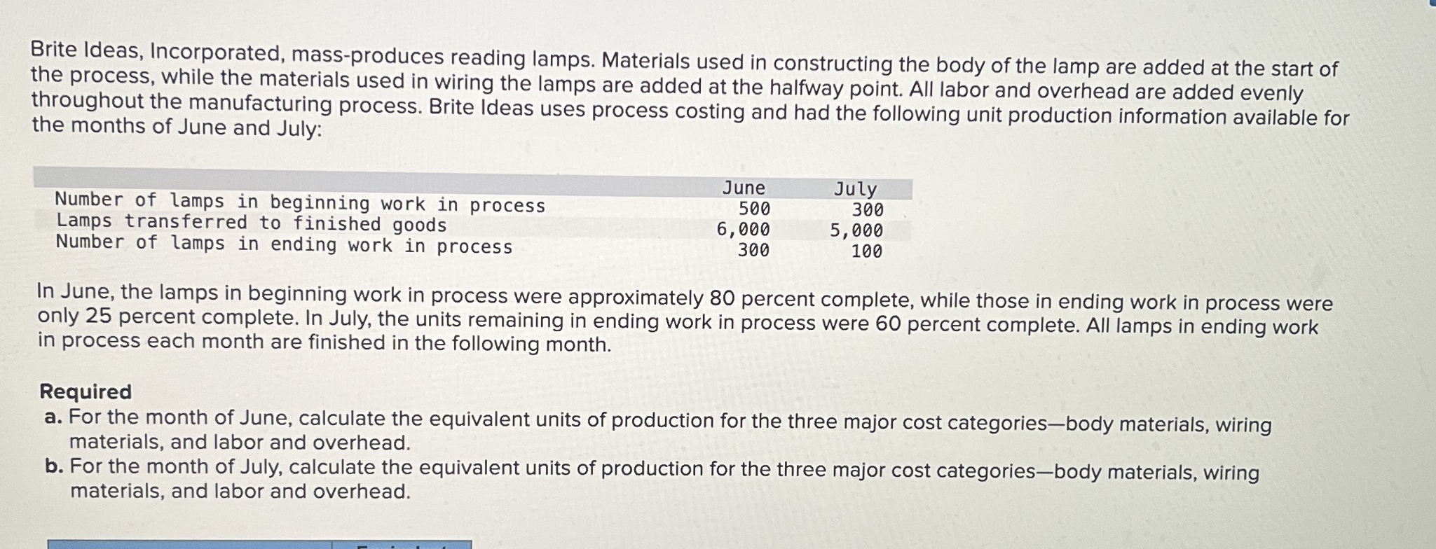 Solved Brite Ideas, Incorporated, mass-produces reading | Chegg.com